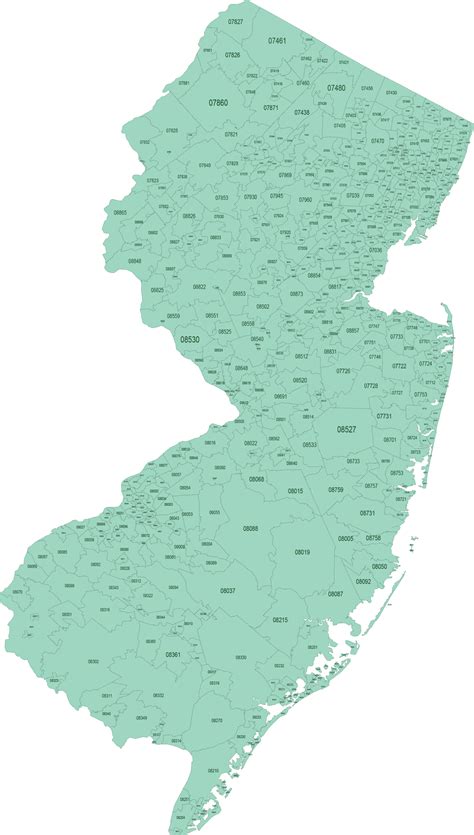 New Jersey Basic Zip Code Map Your Vector