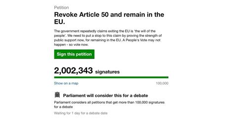 Revoke Article 50 Brexit Petition Hits 2m Signatures Despite Several