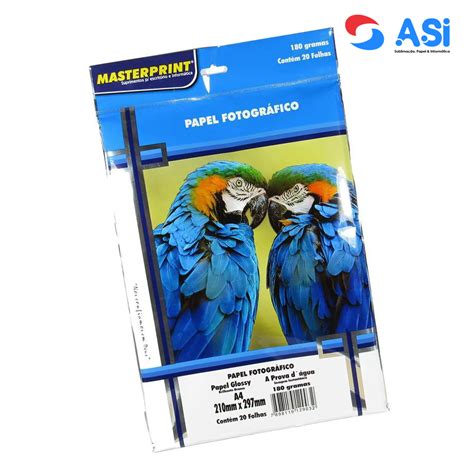 Papel A g Fotográfico Glossy folhas MASTERPRINT ASI Suprimentos de Informática