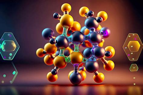 Premium Photo Yellow Black Threedimensional Model Molecule Closeup With Connected Atoms