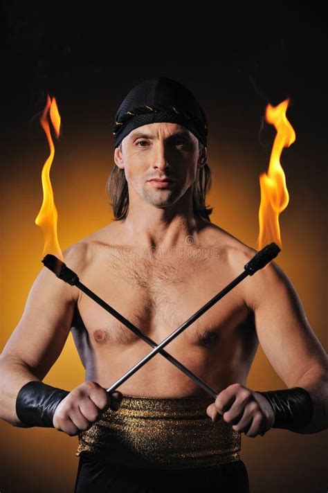 Handsome Men Holding Torches Stock Photo Image Of Handsome Male