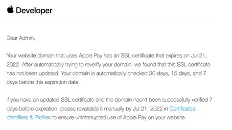 Applepay Apple Pay Certificate Requires Revalidating Domain Every Few