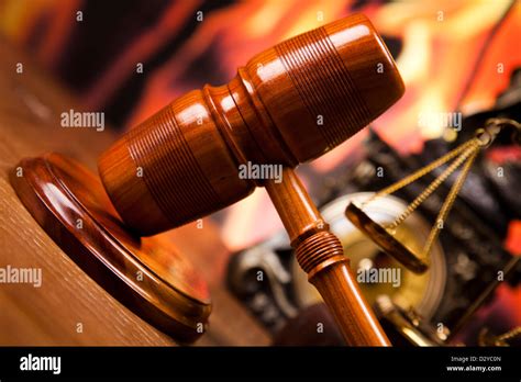 Judges Wooden Gavel On Hot Background Stock Photo Alamy