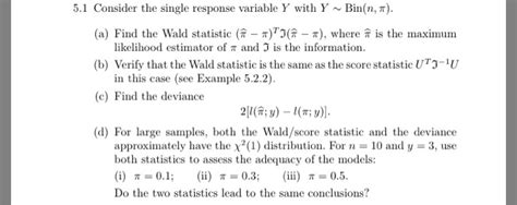 5 1 consider the single response variable y with y ~
