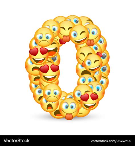A Set Of Emoticons Shaped As Zero Number Vector Image