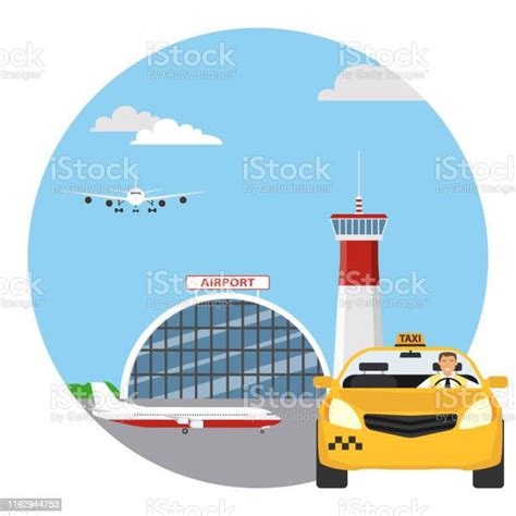 공항 교통편 택시는 공항승객을 이체합니다 승객 이동의 플랫 벡터 일러스트 개념입니다 공항에 대한 스톡 벡터 아트 및 기타 이미지 공항 택시 가방 Istock