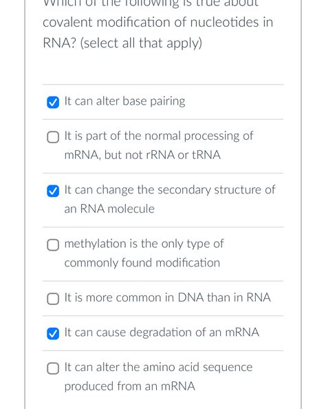 Solved Covalent Modification Of Nucleotides In Rna Select