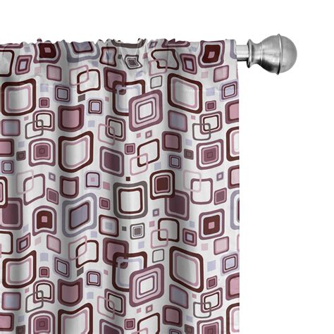 Ambesonne Geometric Curtains Abstract Square Shape Pair Of 28x95