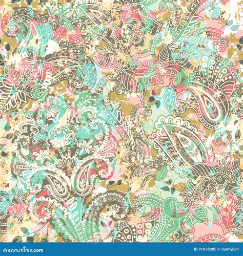 Seamless Paisley Flower Border Design Vintage Vector Floral Border