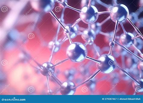 Abstract Digital Model Of A Molecule A Product Of Technology Generative Ai Stock Illustration