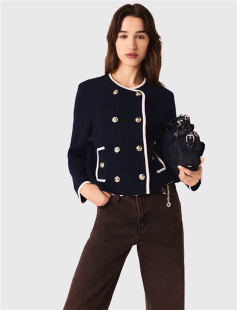 Structured Knit Jacket Navy Maje