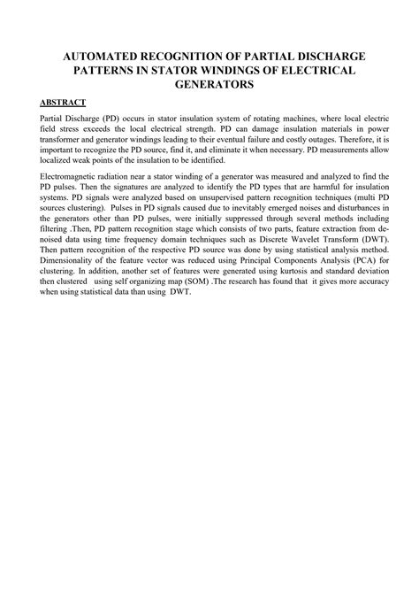 SOLUTION Project Report Partial Discharge Patterns Studypool