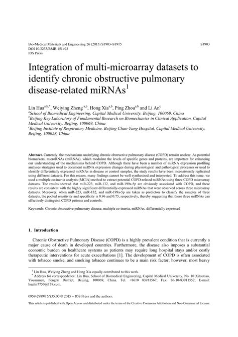 Pdf Integration Of Multi Microarray Datasets To Identify Chronic Obstructive Pulmonary Disease