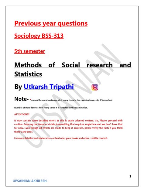 Pyqs Bss 313 Methods Of Social Research And Statistics Pdf Methodology Survey Methodology