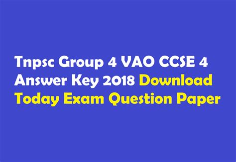Tnpsc Group 4 Vao Ccse 4 Answer Key 2018 Download Question Papers Winmeen