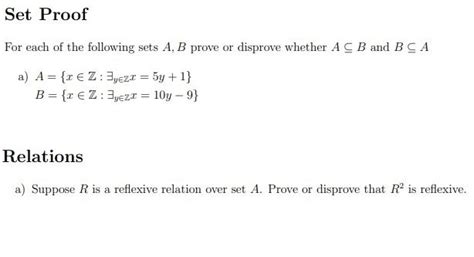 Solved Set Proof For Each Of The Following Sets A B Prove