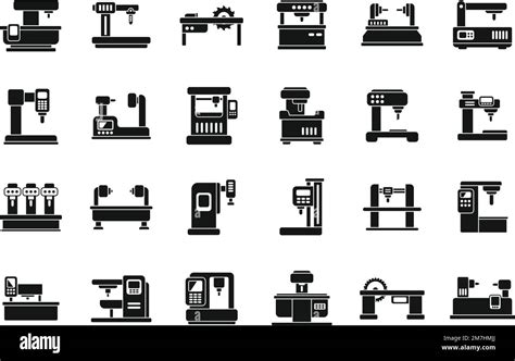 Cnc Machine Icons Set Simple Vector Mill Controller Router Tool Stock Vector Image Art Alamy