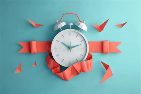 A Clock With A Red Ribbon Around It Can Be Used For Time Management Concepts Stock Image