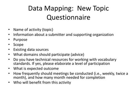 Ppt Data Mapping New Topic Questionnaire Powerpoint Presentation