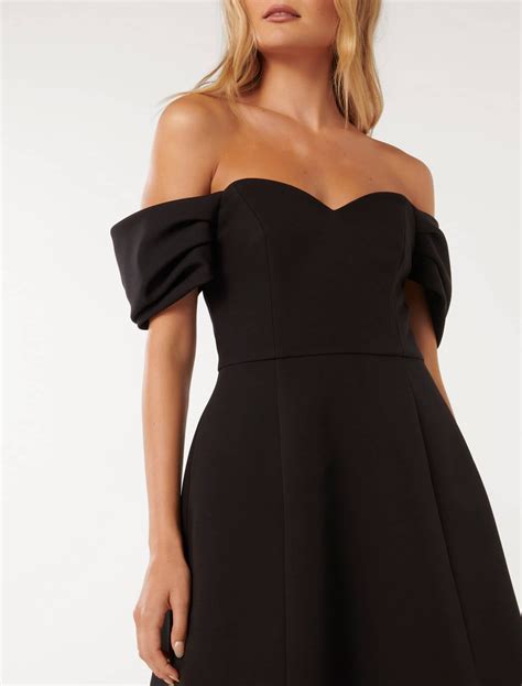 Sylvia Off Shoulder Mini Dress Black Forever New