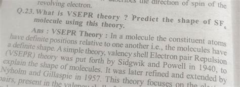 Q 23 What Is Vsepr Theory Predict The Shape Of Sf6 Molecule Using Thi