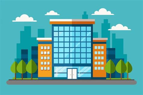 Una Caricatura De Un Edificio Con árboles Y Un Edificio En El Fondo Vector Premium Generado Con Ia