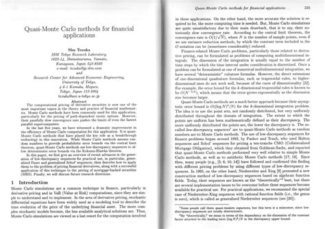 Pdf Quasi Monte Carlo Methods For Financial Applications