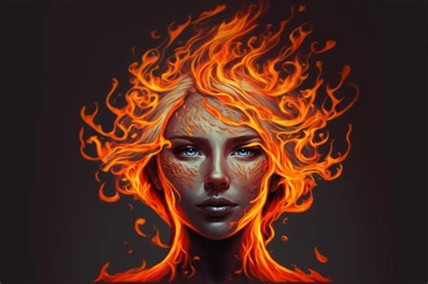 Premium Photo Portrait Of A Cute Girl In The Fire Burning Girl In The