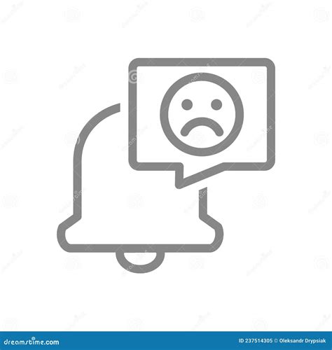 Notification Bell With Sad Face In Speech Bubble Line Icon Inbox