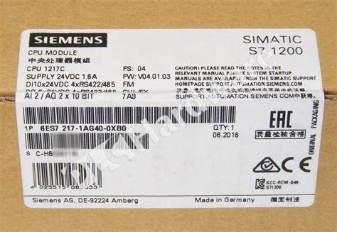 plc hardware siemens 6es7217 1ag40 0xb0 simatic s7 200 cpu 1217c