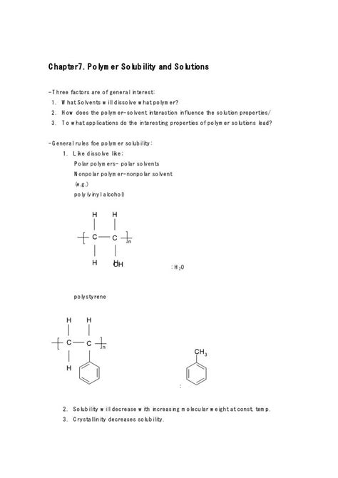 Chapter7 Polymer Solubility And Solutions Docslib