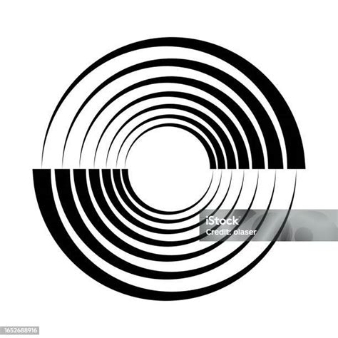 Two Semicircles Form A Concentric Circular Pattern With A Radial Size Gradient Adding Depth And