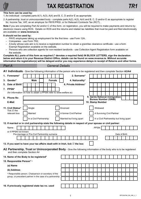 Form Tr1 Fill Out Sign Online And Download Printable Pdf Ireland