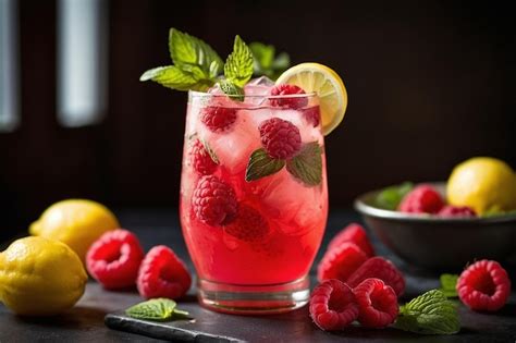 Default Raspberry Mint Lemonade Premium Ai Generated Image