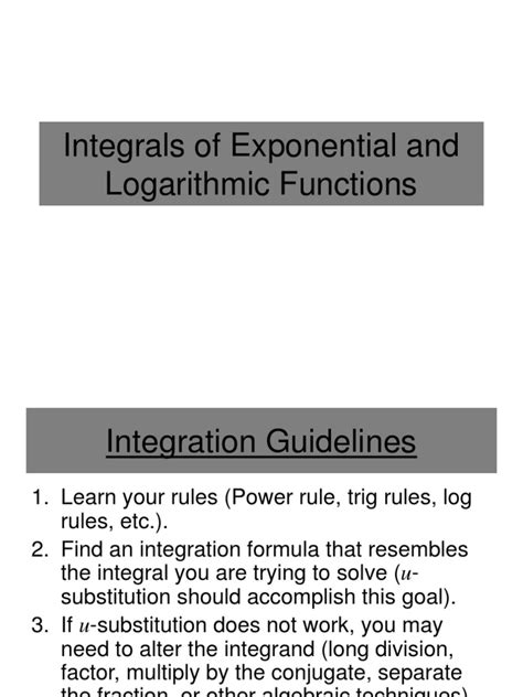Integrals Of Exponential And Logarithmic Functions Pdf