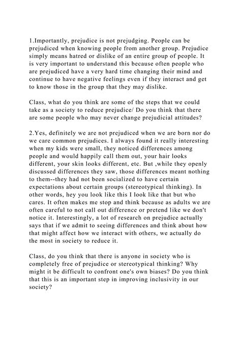 1importantly Prejudice Is Not Prejudging People Can Be Prejudiceddocx