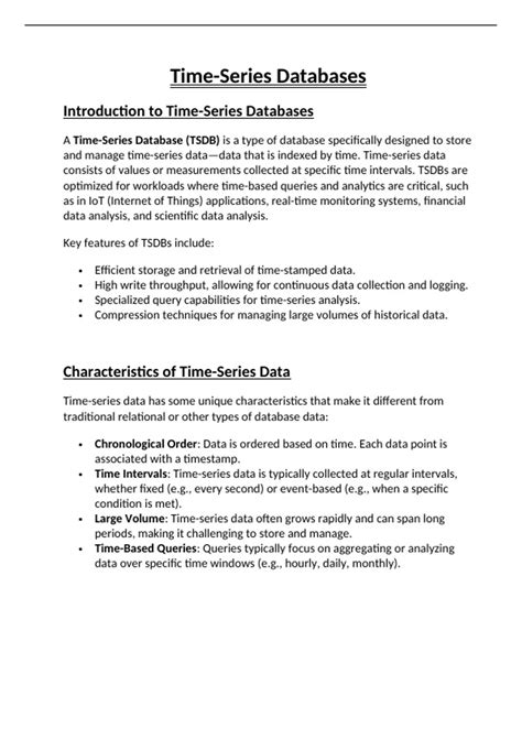 Time Series Databases Structure And Use Cases Computer Science Stuvia Us