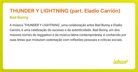 Significado Da Música Thunder Y Lightning Part Eladio Carrión Bad