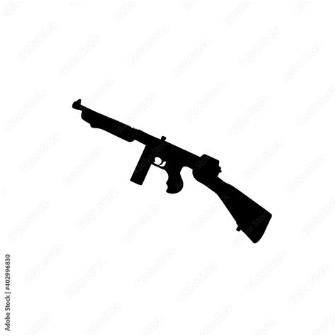 Thompson Submachine Gun Silhouette Vector Stock Vector Adobe Stock