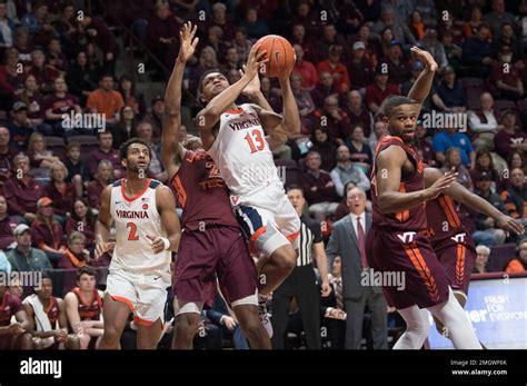 Virginia Forward Casey Morsell 13 Drives To Basket As Virginia Techs