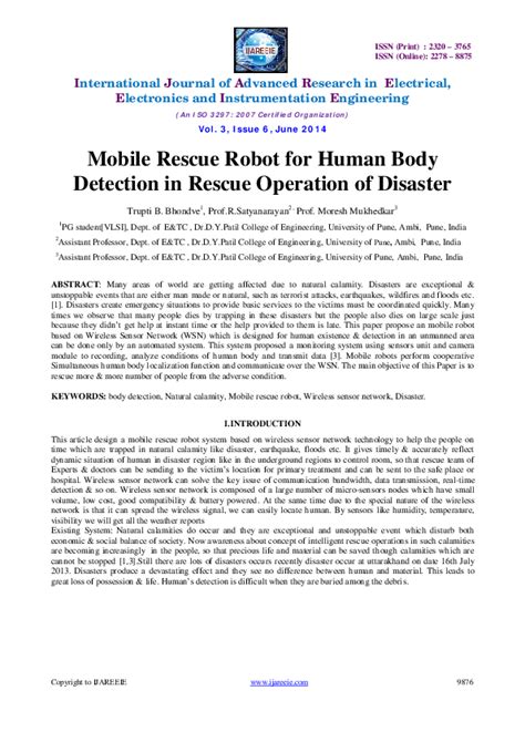 Pdf Mobile Rescue Robot For Human Body Detection In Rescue Operation Of Disaster