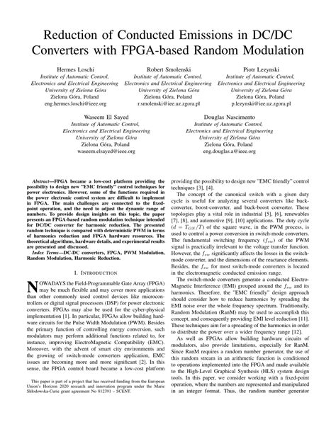 Pdf Reduction Of Conducted Emissions In Dcdc Converters With Fpga