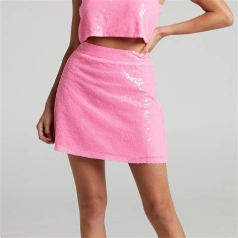 Showpo Skirts New Showpo Elswyth Mini Skirt Side Split Sequin