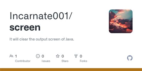Github Incarnate001screen It Will Clear The Output Screen Of Java