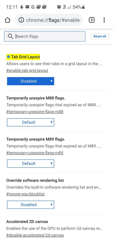 grid tab doesn t want to turn off on android and it was using old tab