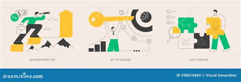 Company Growth Linear Icons Set Expansion Development Progression