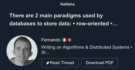 There Are 2 Main Paradigms Used By Databases To Store Data Row