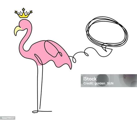 추상적인 색의 플라밍고의 실루엣은 흰색에 선 그리기로 주석을 달고 있다 공주에 대한 스톡 벡터 아트 및 기타 이미지 공주 귀여운 깃털 Istock