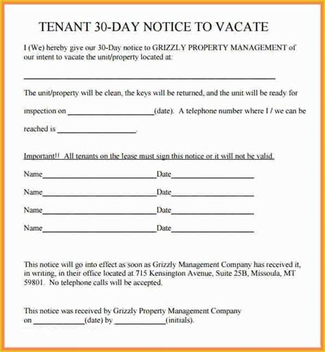 30 Day Notice To Vacate California Template Free