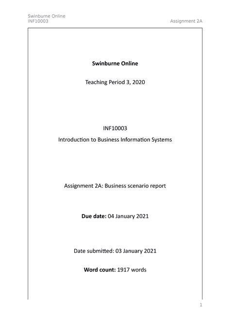 Inf10003 Assignment 2a 2021 Inf10003 Assignment 2a Swinburne Online